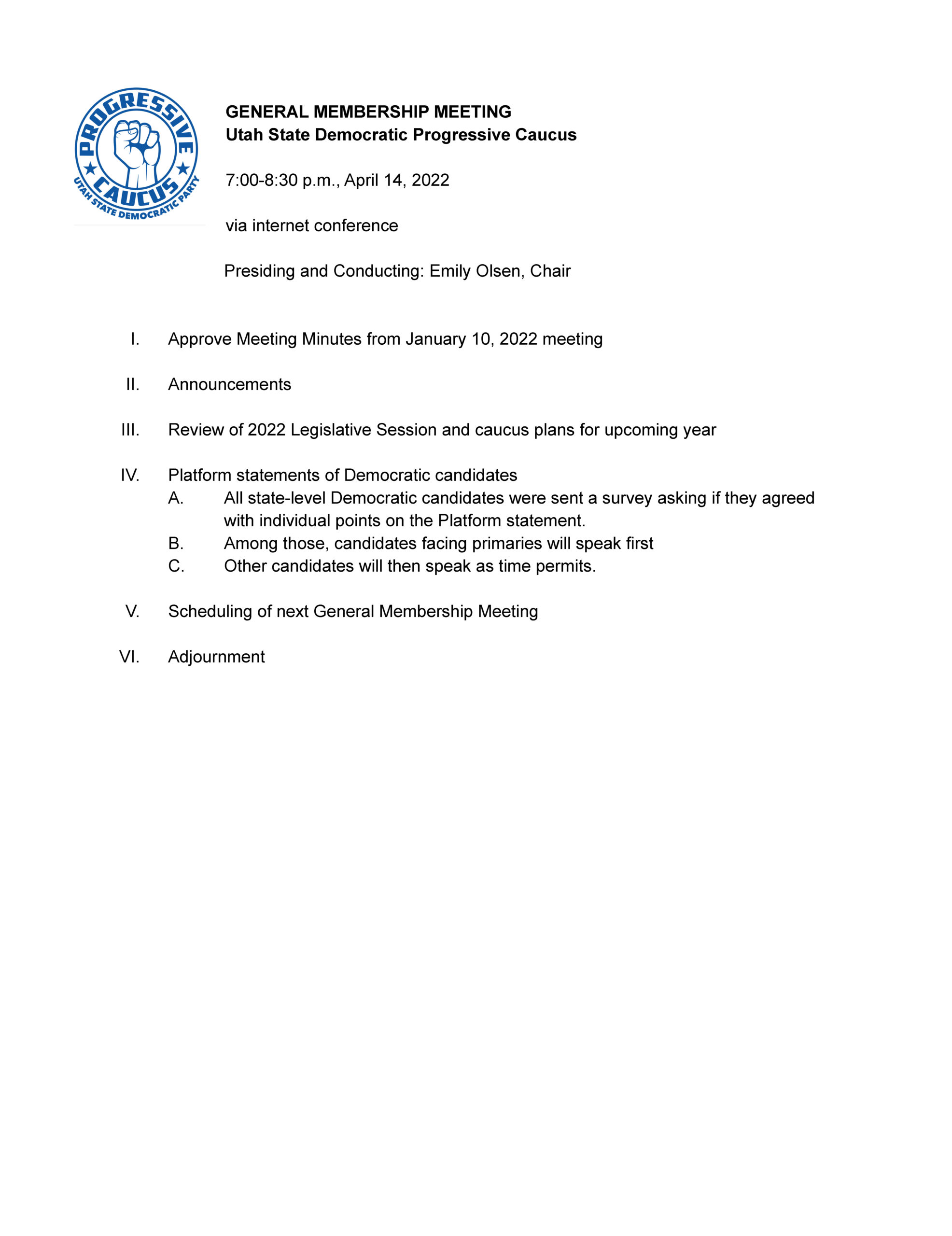 2022 Caucus Meetings – The Utah State Progressive Caucus
